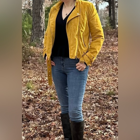 Jackets & Coats | Vintage Yellow Suede Moto Jacket | Poshmark
